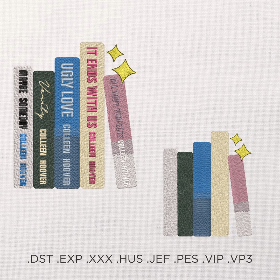 Stack of Books Machine Embroidery Design, Library Embroidery Pattern ...