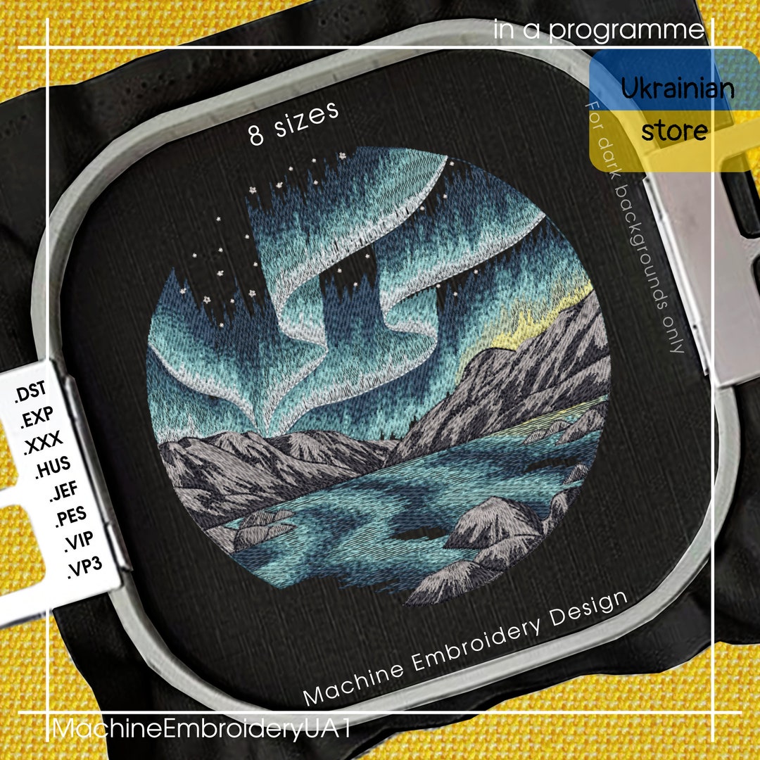North Light Machine Embroidery Design Northern Lights Embroidery Files ...