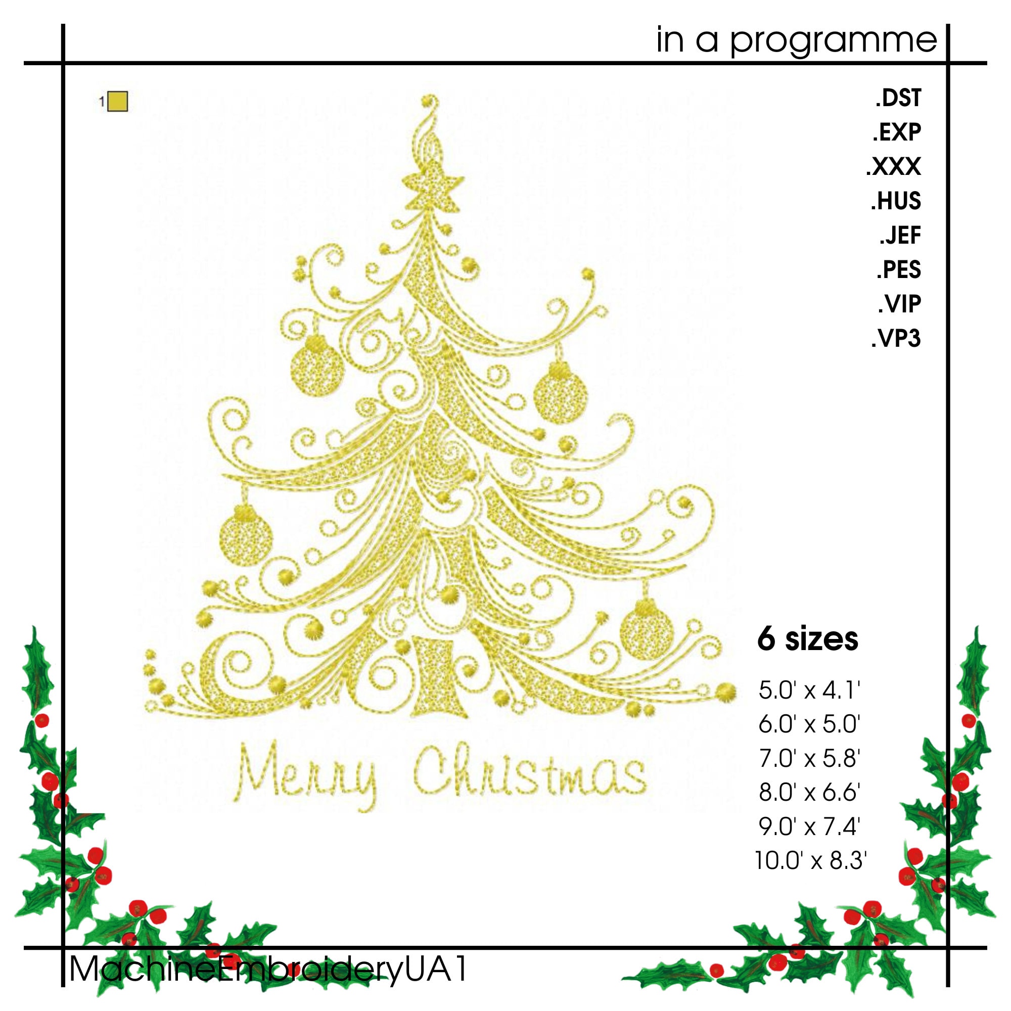 Christmas Tree Machine Embroidery Design, Cozy Christmas Tree ...