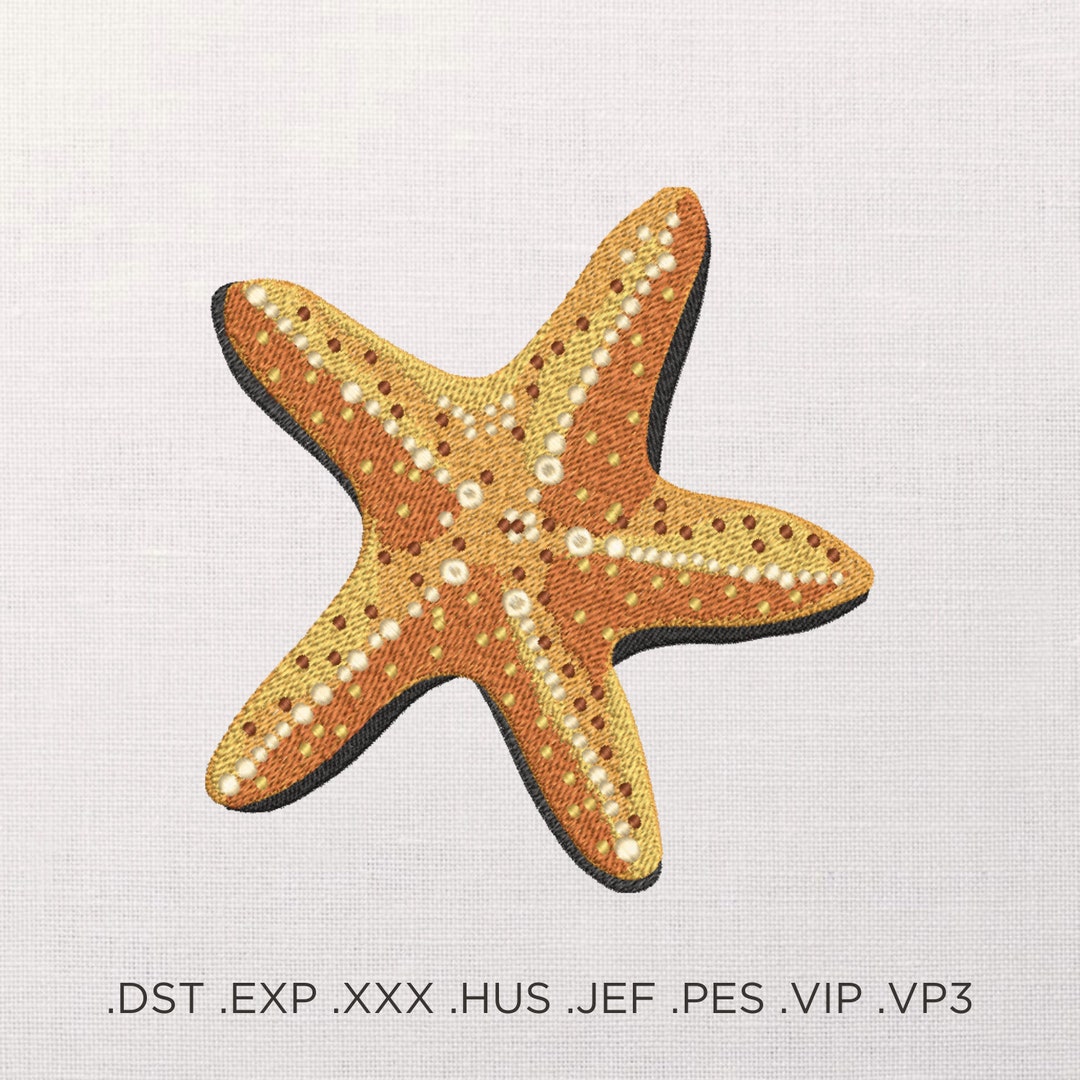 Starfish Machine Embroidery Design, Yellow Starfish Embroidery for ...