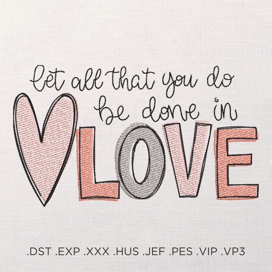 LOVE Machine Embroidery Design - Valentine's Day Embroidery Files - 10 ...