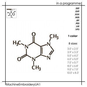 Caffeine Molecule Embroidery Design - Caffeine Molecule Embroidery ...