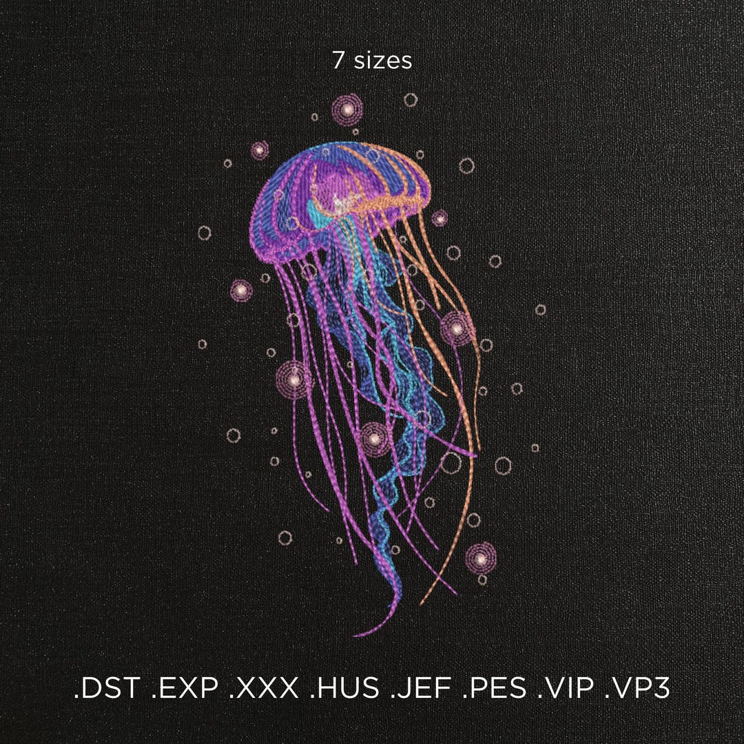 Magic Jellyfish Machine Embroidery Pattern, Purple Jellyfish Design ...
