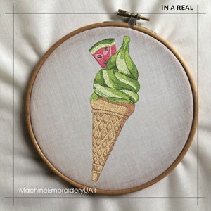 Ice Cream Machine Embroidery Design, Watermelon Ice Cream Embroidery ...