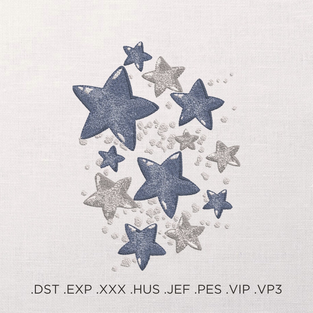 Cute Stars Embroidery Machine Pattern, Celestial Embroidery Design ...