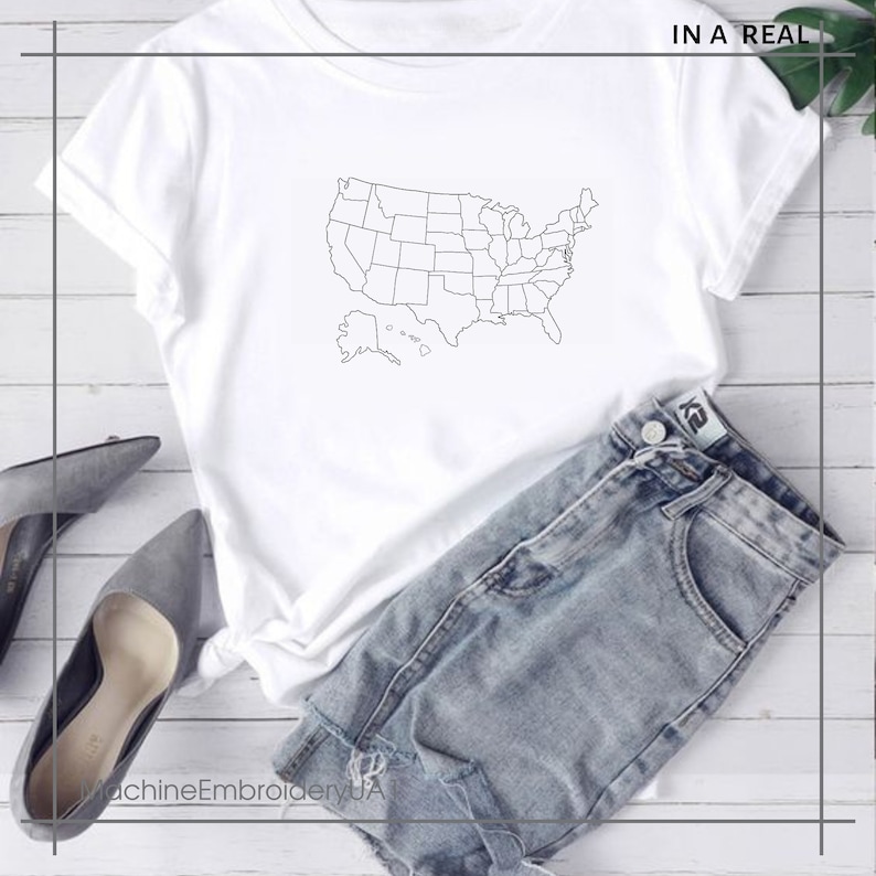 USA Map Outline With States Machine Embroidery Design USA - Etsy