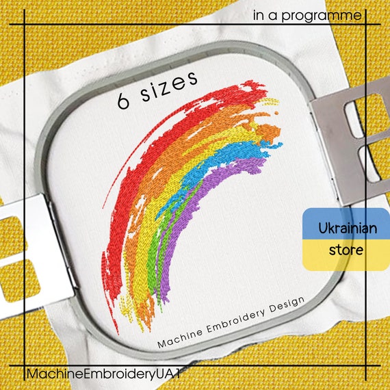 Rainbow Paint Machine Embroidery Design 6 Sizes Instant | Etsy