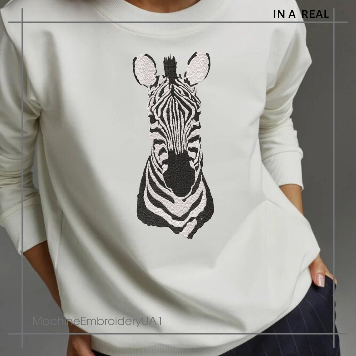 Zebra Machine Embroidery Design Zebra White on Black | Etsy