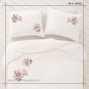 Dainty Magnolia Machine Embroidery Design, Pink Flower Embroidery Pattern, Soft Pink Embroidery ...