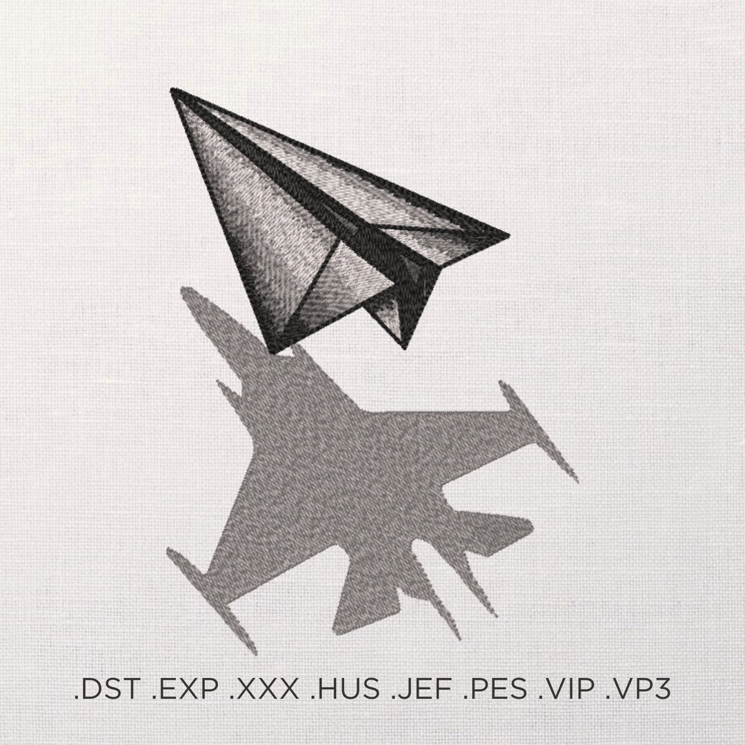 Paper Airplane Machine Embroidery Design - Airplane With Shadow ...