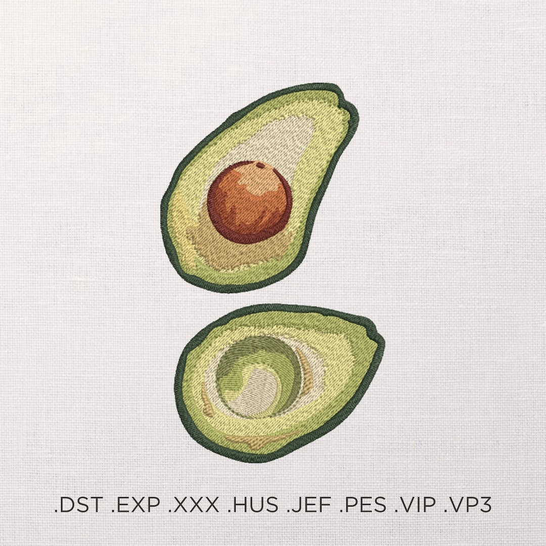 Avocado Machine Embroidery Pattern, Food Theme Embroidery Design ...
