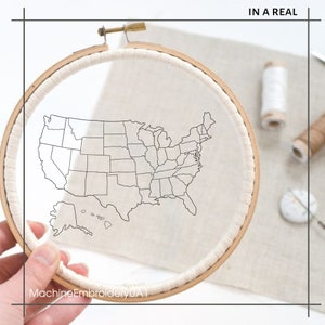 USA Map Outline With States Machine Embroidery Design - USA Map Outline ...