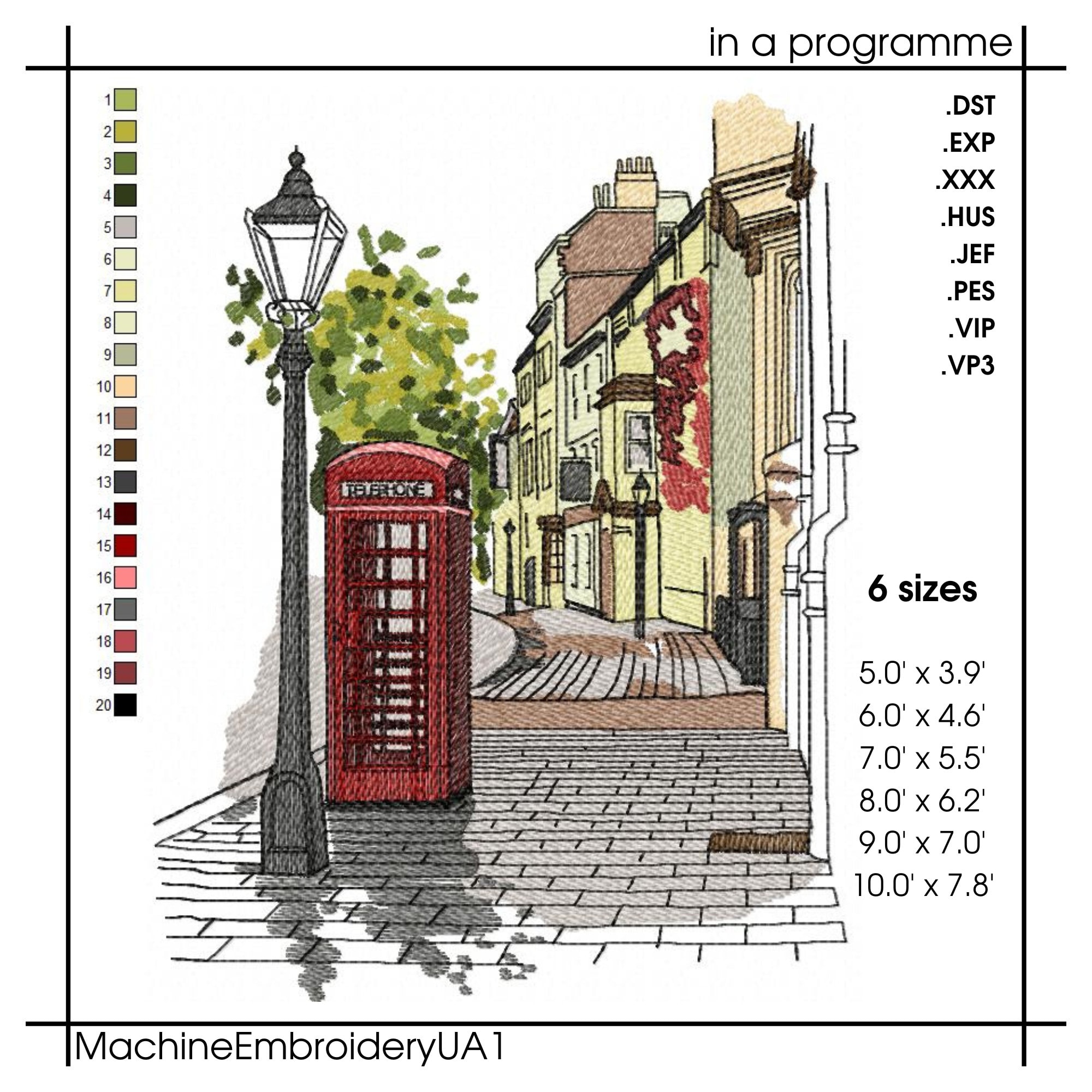 Street of London Machine Embroidery Design Files of - Etsy