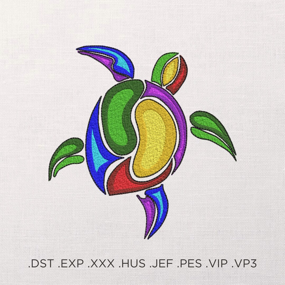 Colorful Turtle Embroidery Machine File, Funny Turtle for Kids Clothes ...