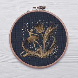 Charming Fairy With Flower Embroidery, Magic Embroidery Design, Floral ...