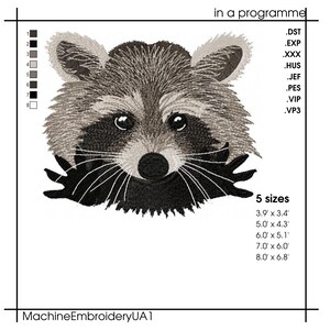 Raccoon Machine Embroidery Design - Cute Raccoon Embroidery Files - 5 ...