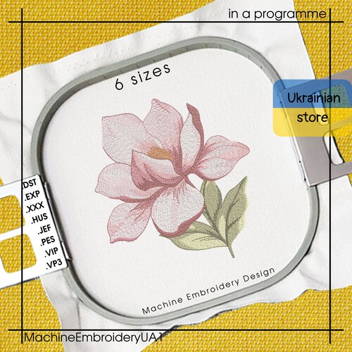 Magnolia Flower Machine Embroidery Design Magnolia Flower - Etsy