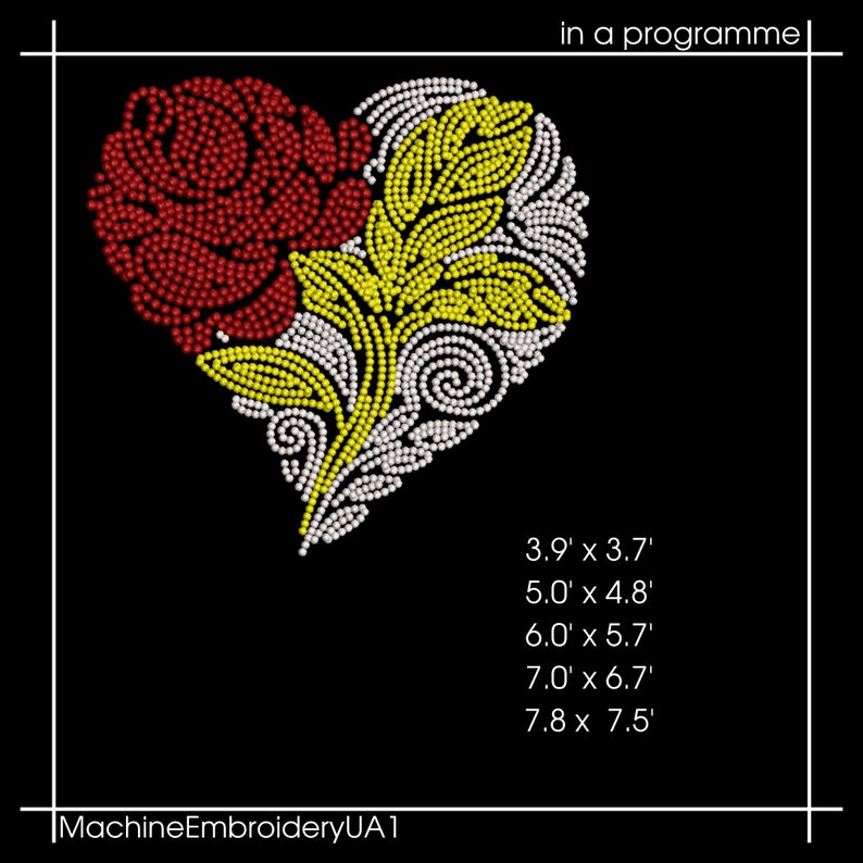 Flower Heart Machine Embroidery Design Dot Embroidery 5 - Etsy