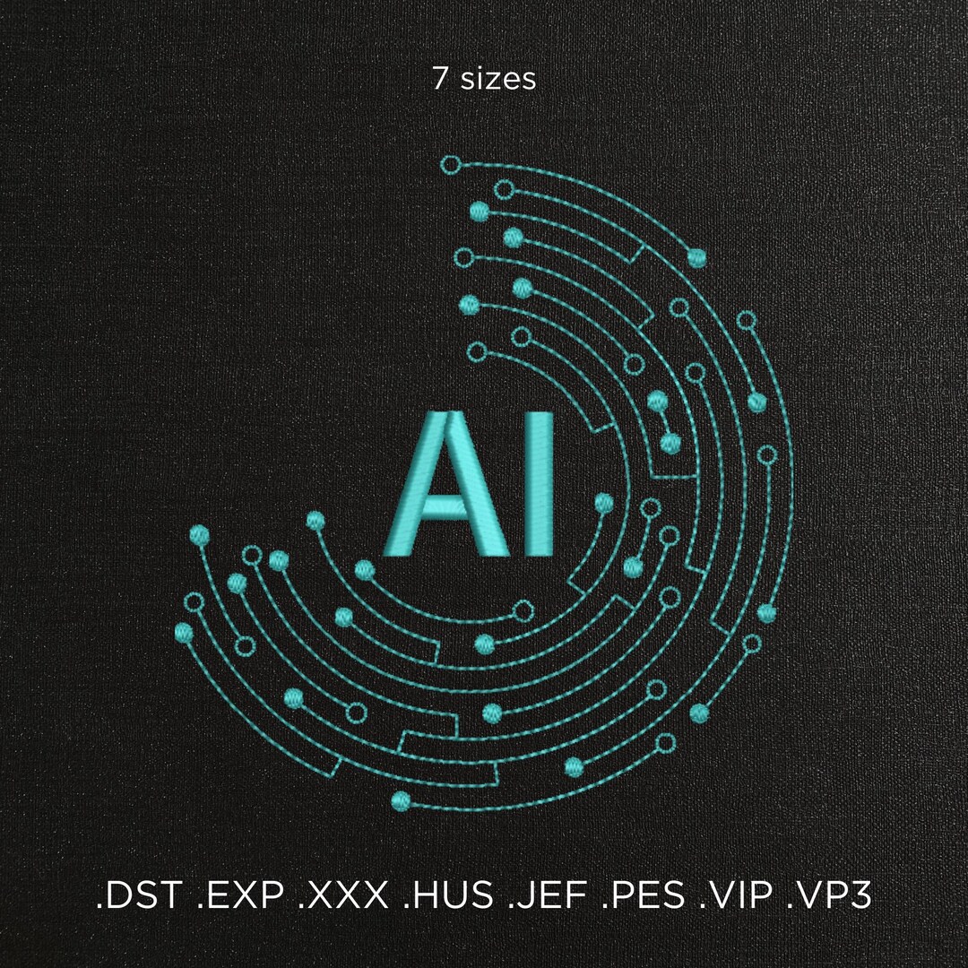 AI Embroidery Pattern, Tech-inspired PES Embroidery, Digital Machine ...