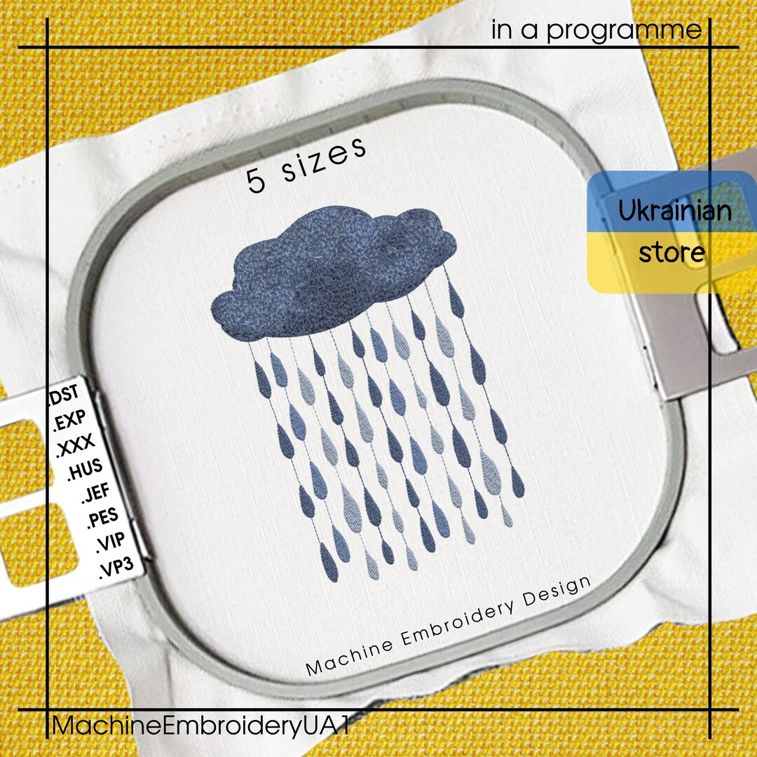 Cloud and Rain Machine Embroidery Design Cloud Embroidery Files for ...