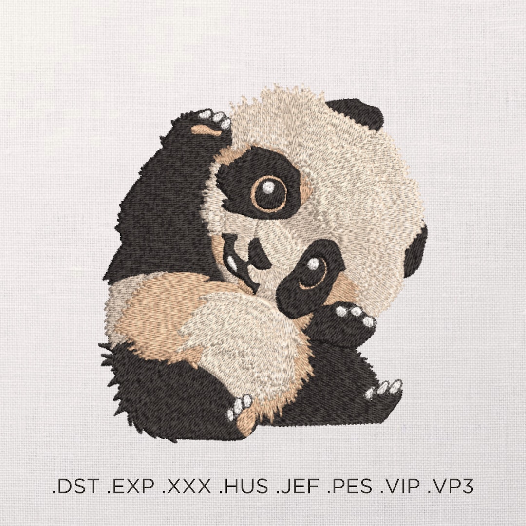 Cute Panda Machine Embroidery Design - Panda Embroidery Files - 6 Sizes ...