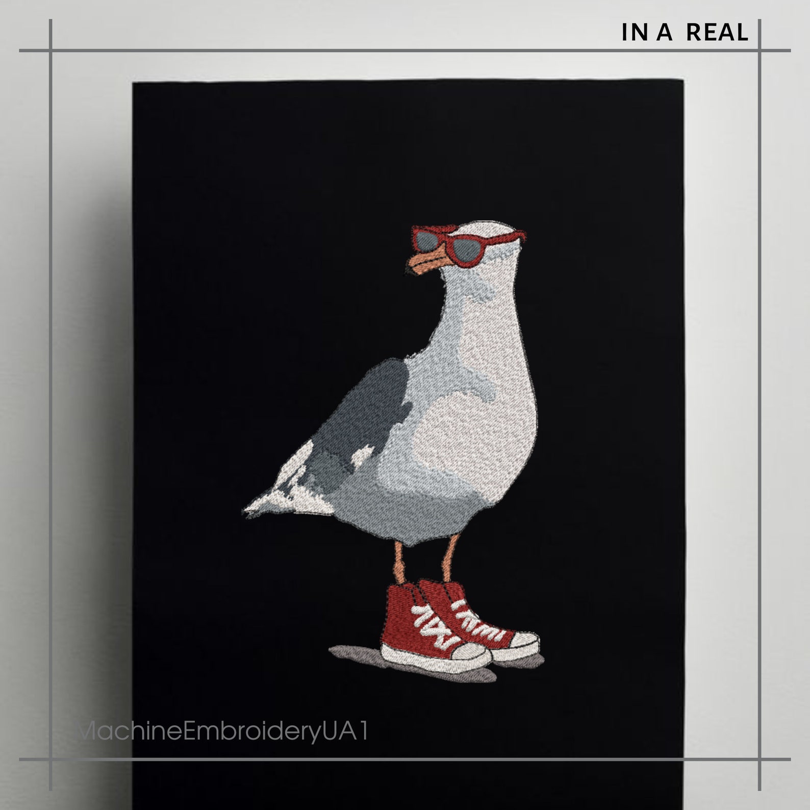 Möwe mit Brille und Turnschuhen Maschinenstickerei Design - Etsy.de