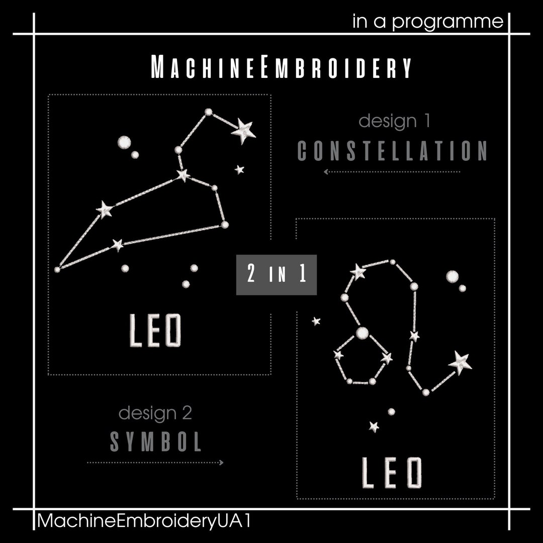 Constellation LEO Machine Embroidery Design 4 Sizes 2 Different Designs ...