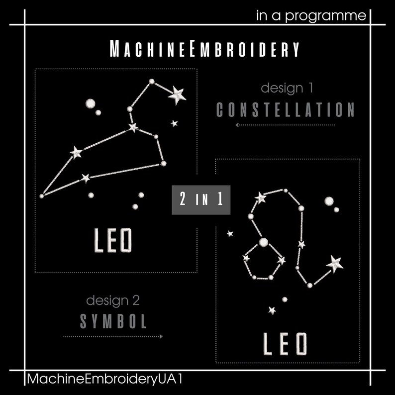 Constellation LEO Machine Embroidery Design 4 Sizes 2 - Etsy
