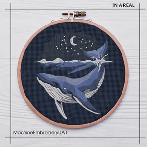 Blue Whale Machine Embroidery Design, Sea Animals Embroidery Pattern ...