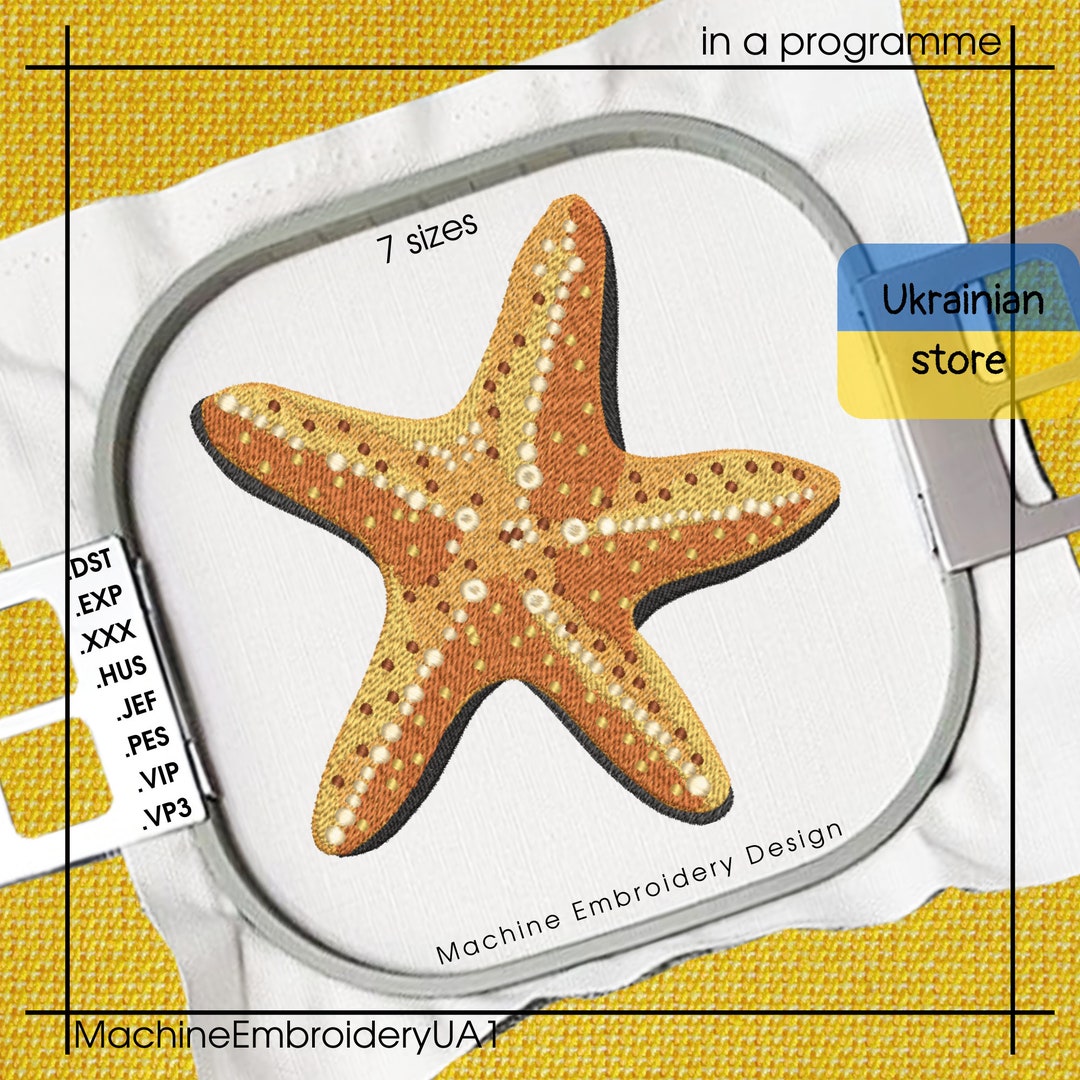 Starfish Machine Embroidery Design Starfish Embroidery Files 7 Sizes ...