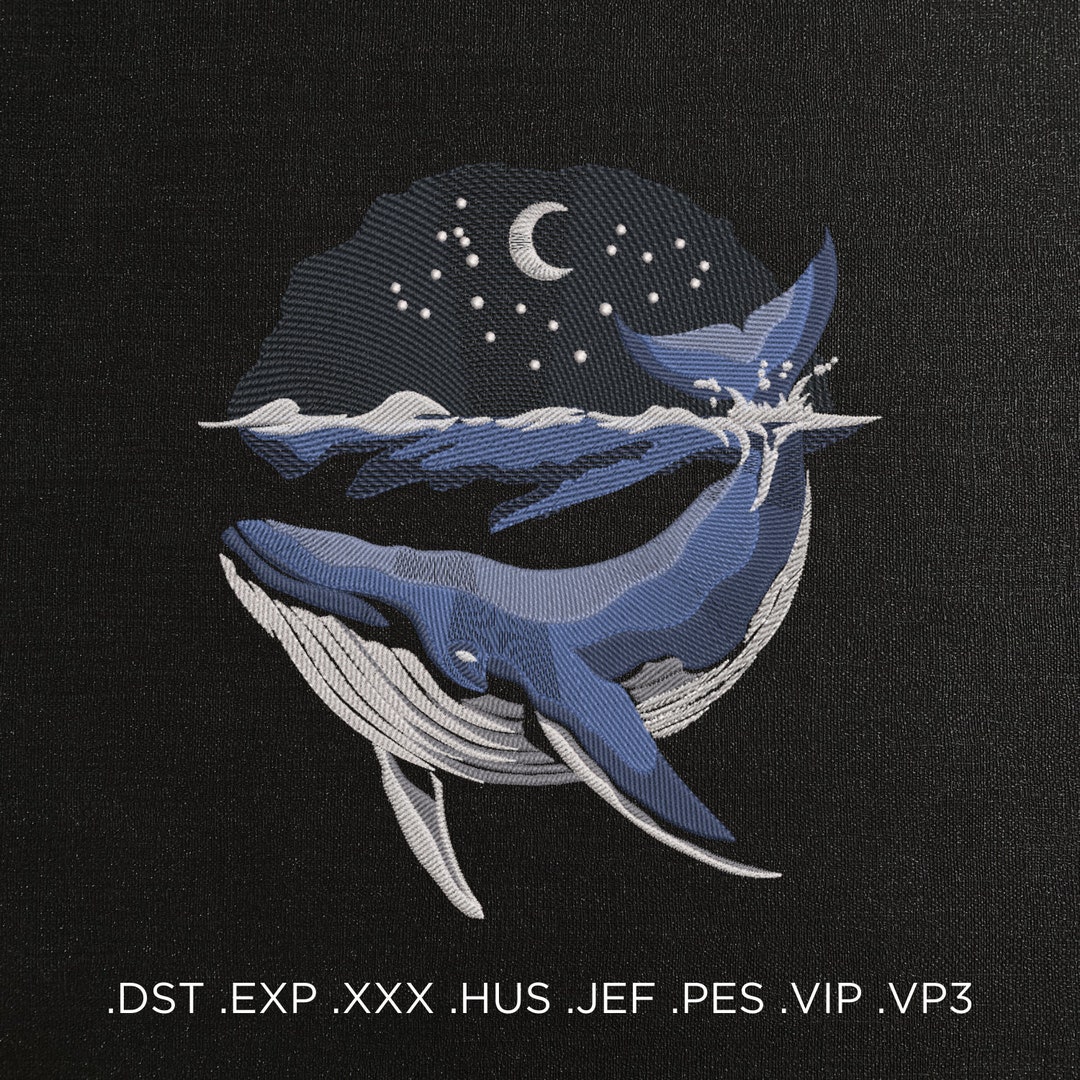 Blue Whale Machine Embroidery Design, Sea Animals Embroidery Pattern ...