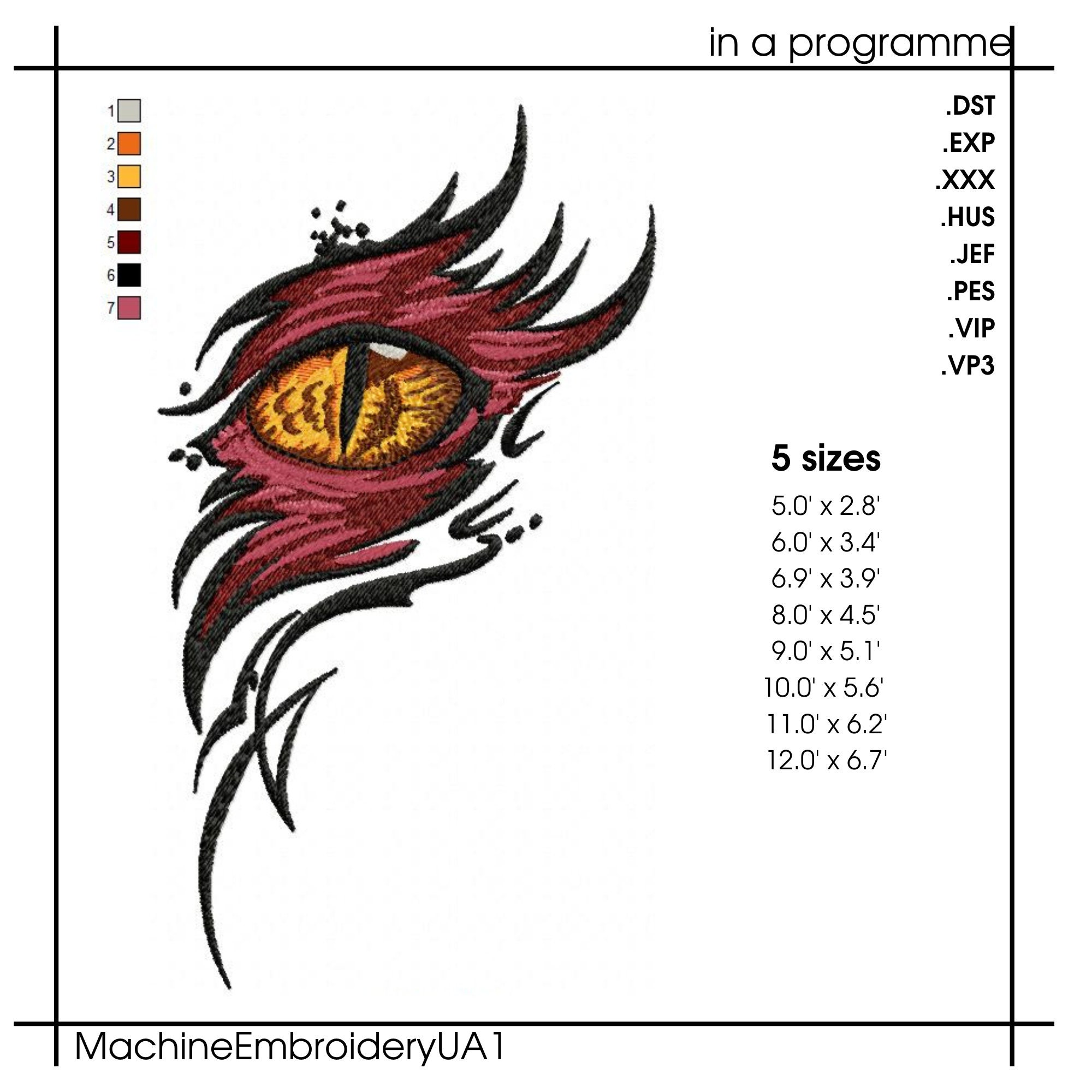 Dragon Eye Machine Embroidery Design, Scary Dragon Eye Embroidery ...