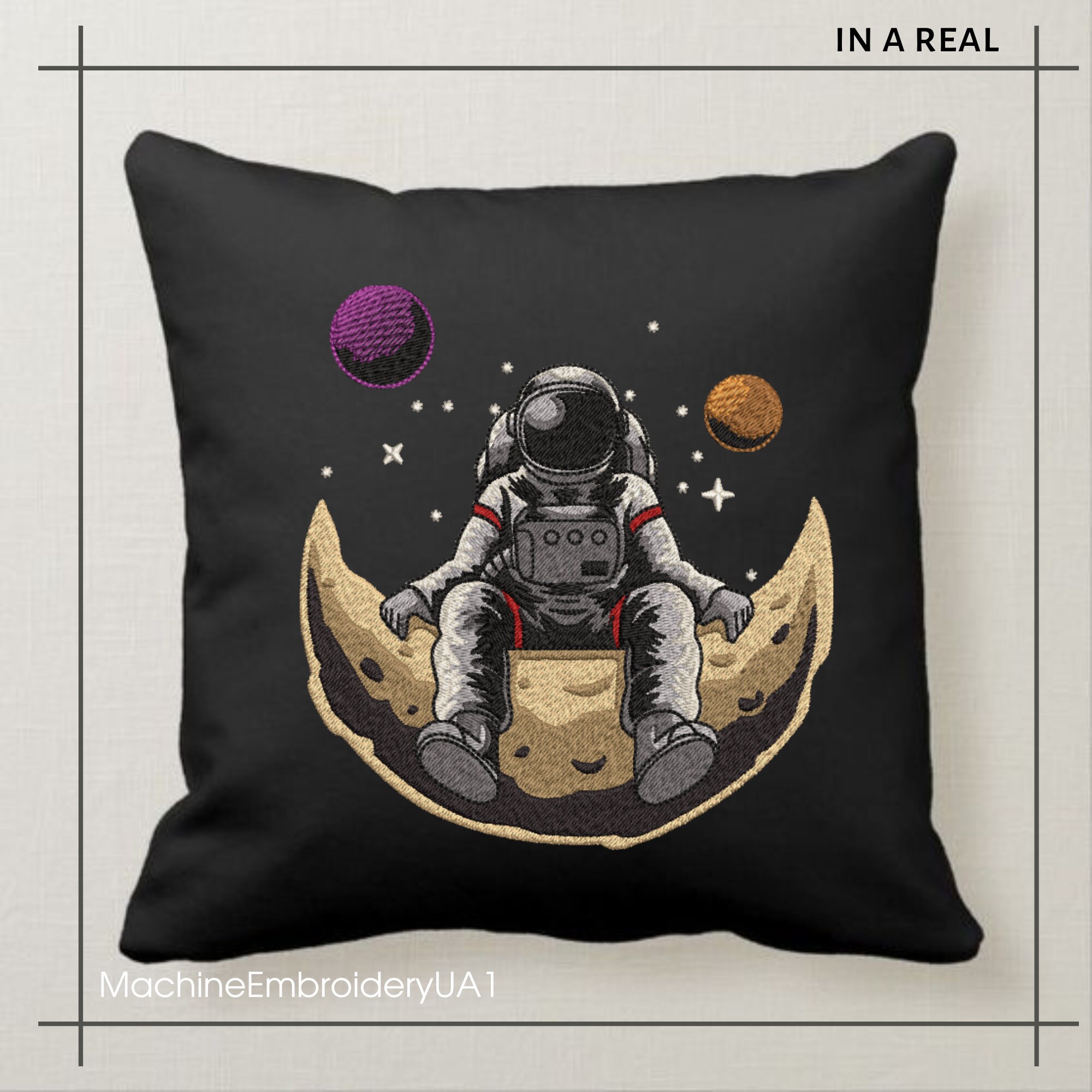 NASA Astronaut Machine Embroidery Design Space NASA Moon - Etsy