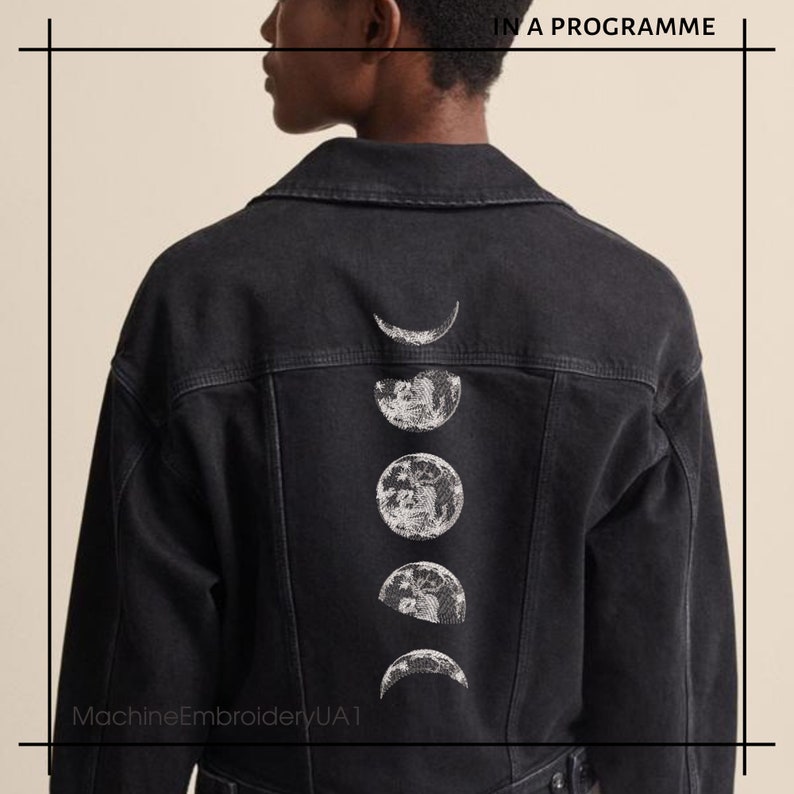 Phases of the Moon With Stars Large Machine Embroidery - Etsy