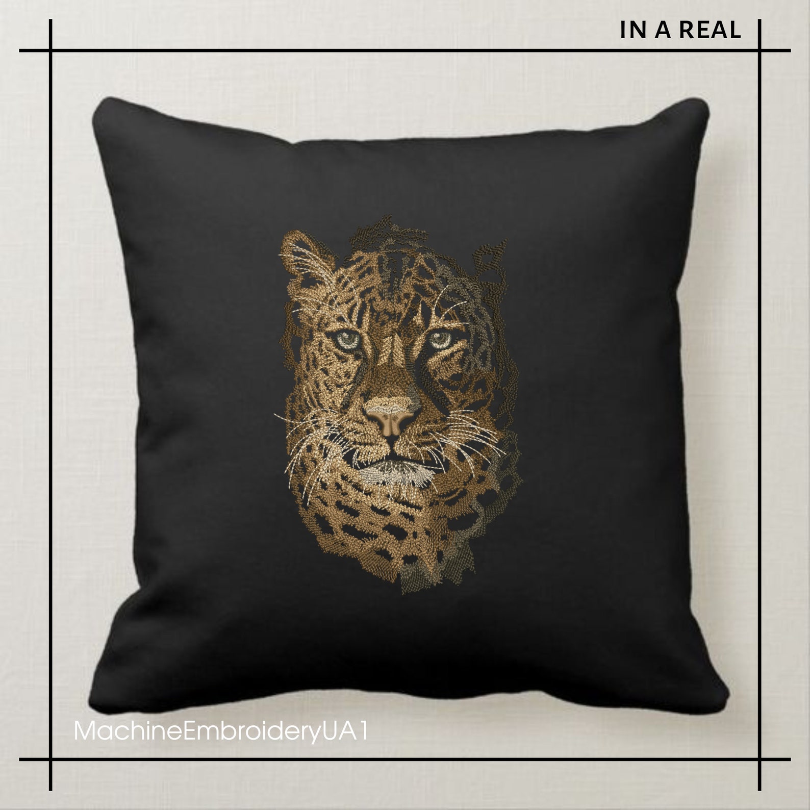 Cheetah on a Black Background Machine Embroidery Design Leopard ...