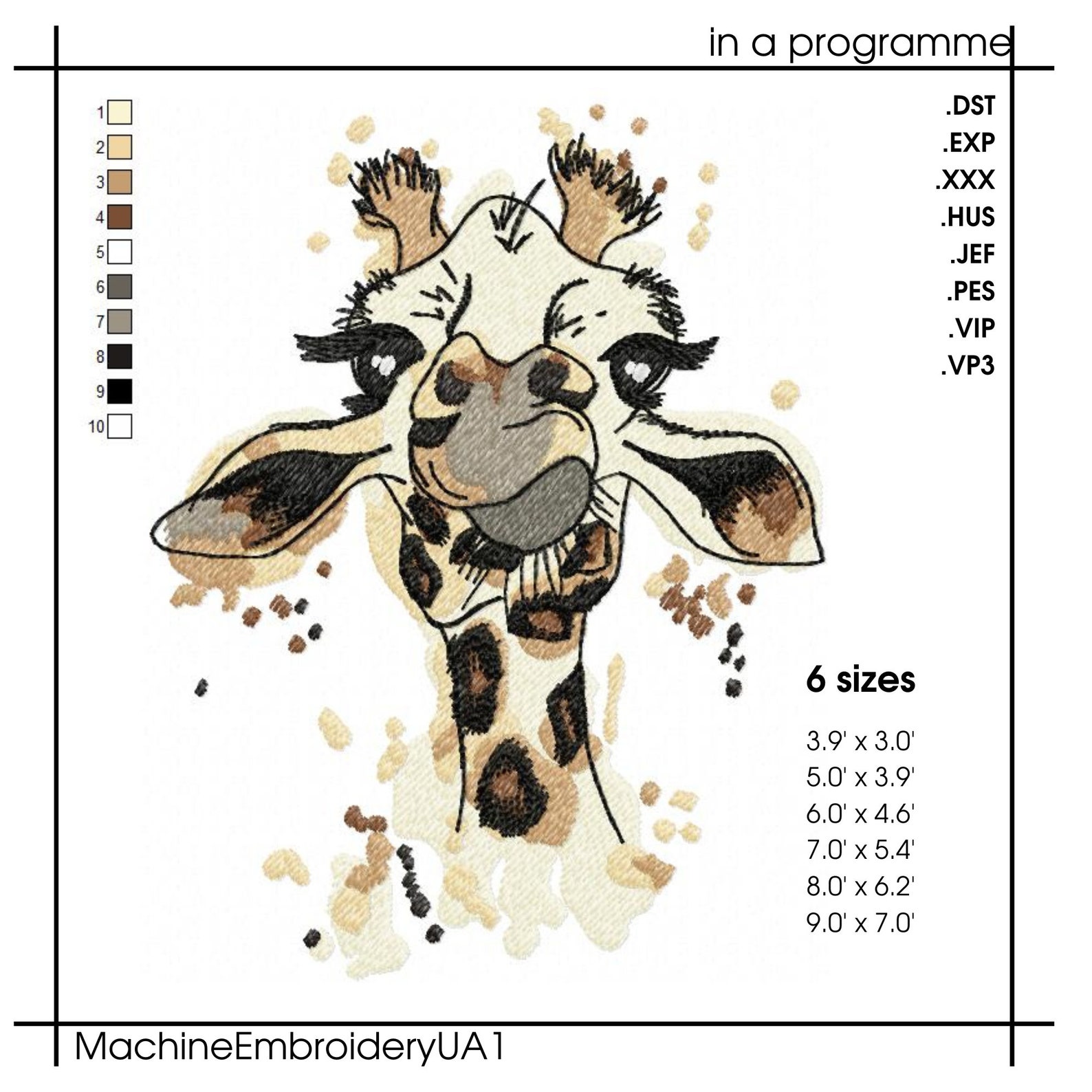 Cute Giraffe Machine Embroidery Design Giraffe Watercolor Embroidery ...