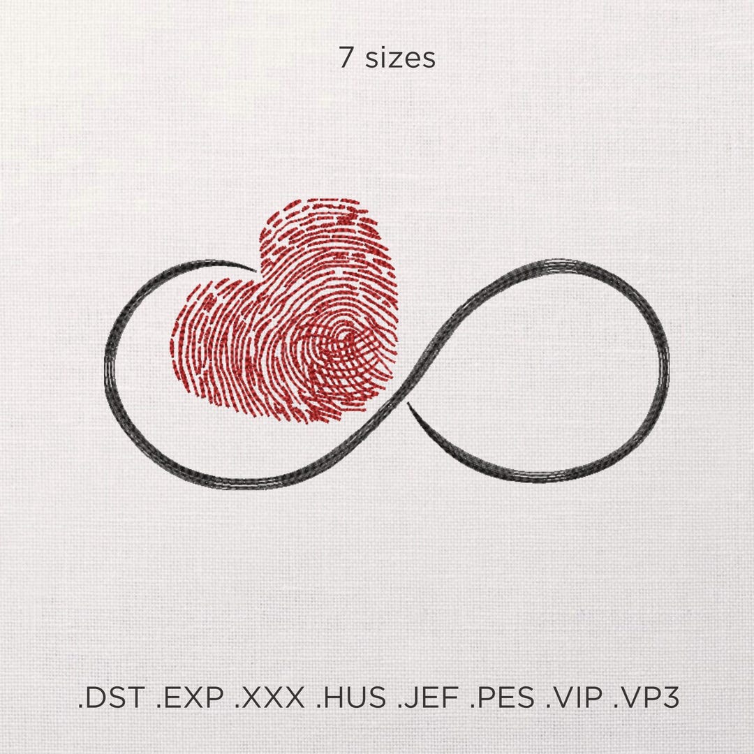 Heart Infinity Machine Embroidery Pattern, Minimalist Red Heart With ...