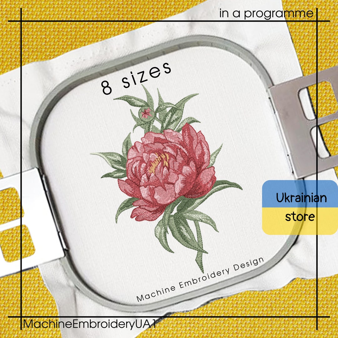 Peony Machine Embroidery Design Artistic Embroidery 8 Sizes Instant ...
