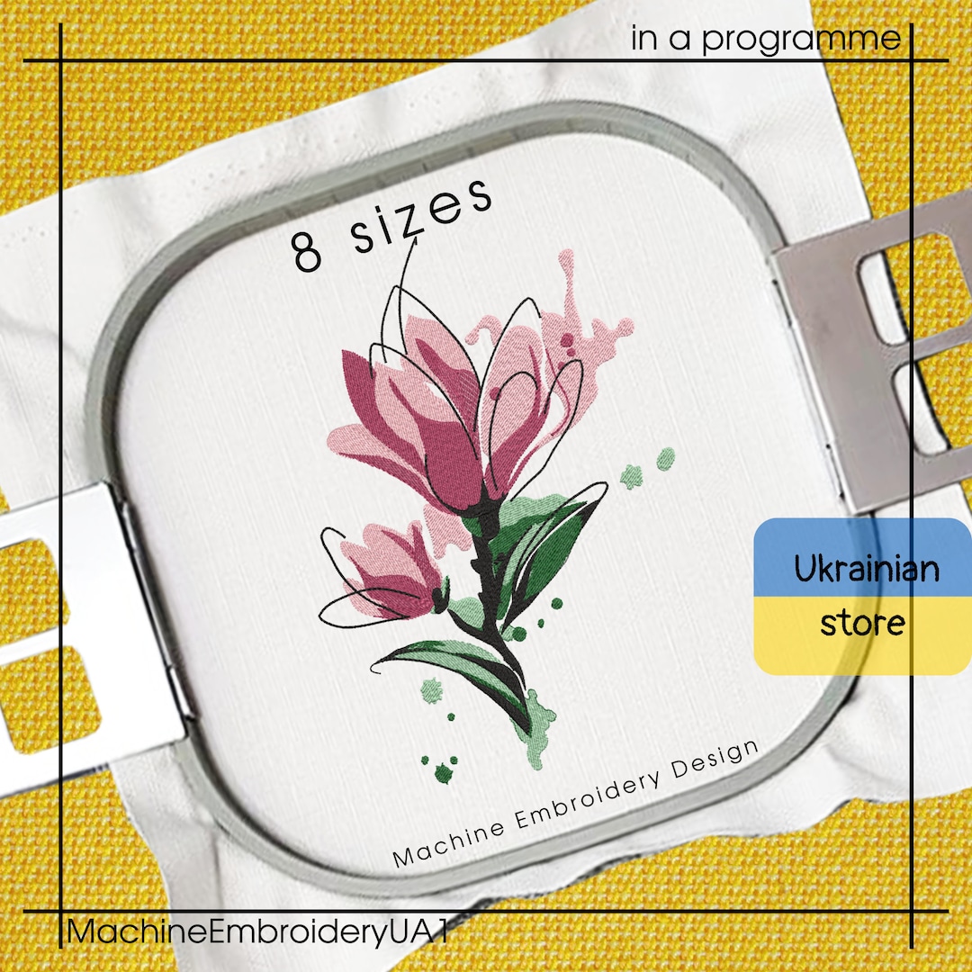 Magnolia Machine Embroidery Design Artistic Embroidery 8 Sizes Instant ...