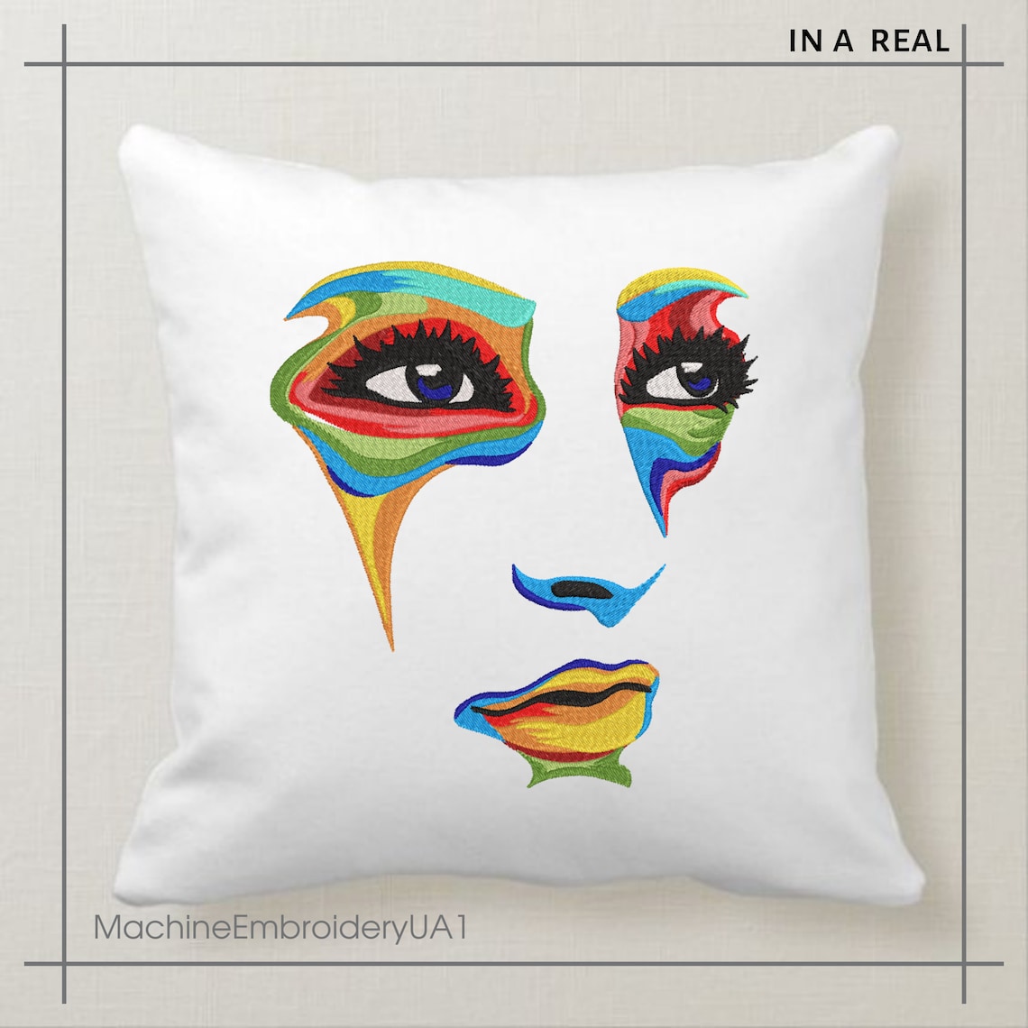 Colorful Face Machine Embroidery Pattern, Abstract Art Embroidery ...