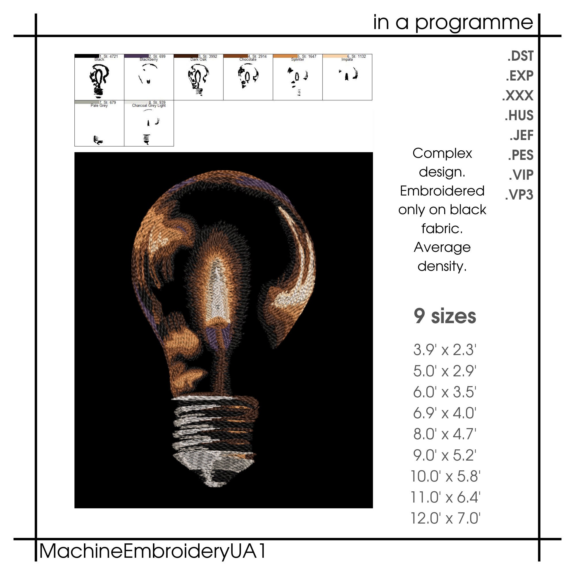 Realistic Light Bulb Machine Embroidery Design, Shiny Bulb Embroidery ...