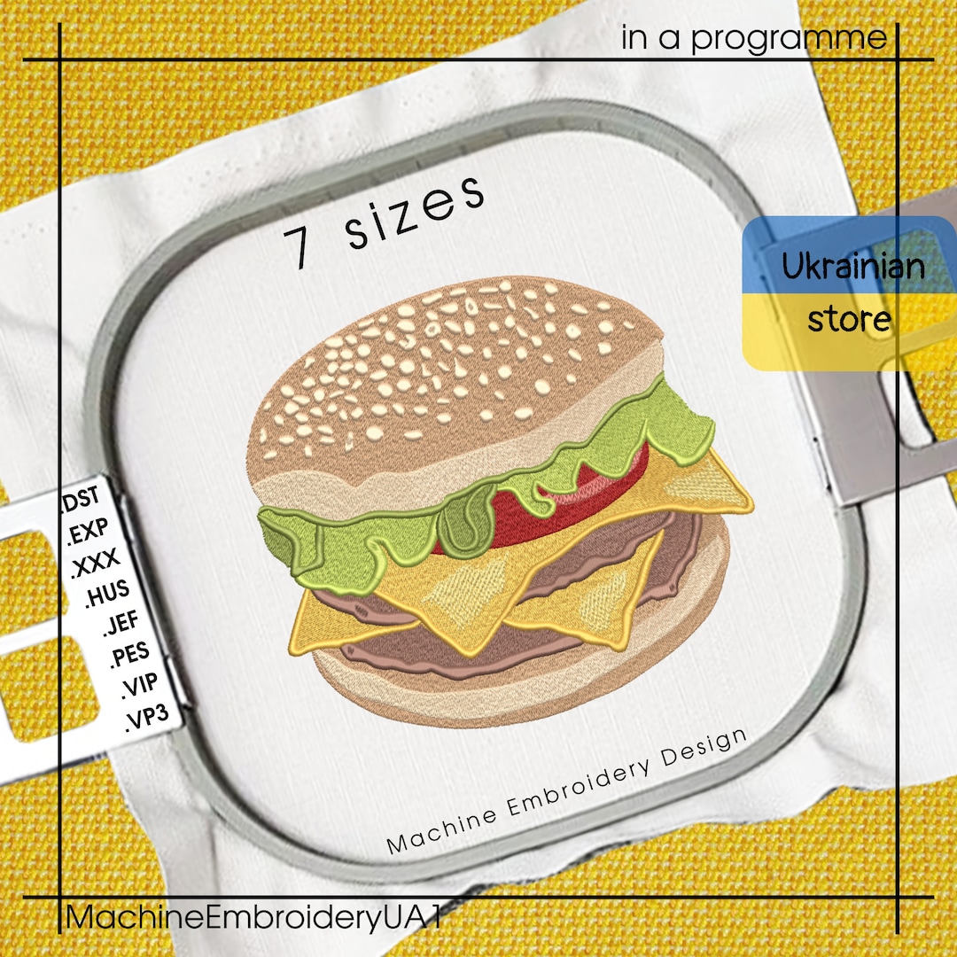 American Burger Fast Food Embroidery American Food Embroidery Machine ...