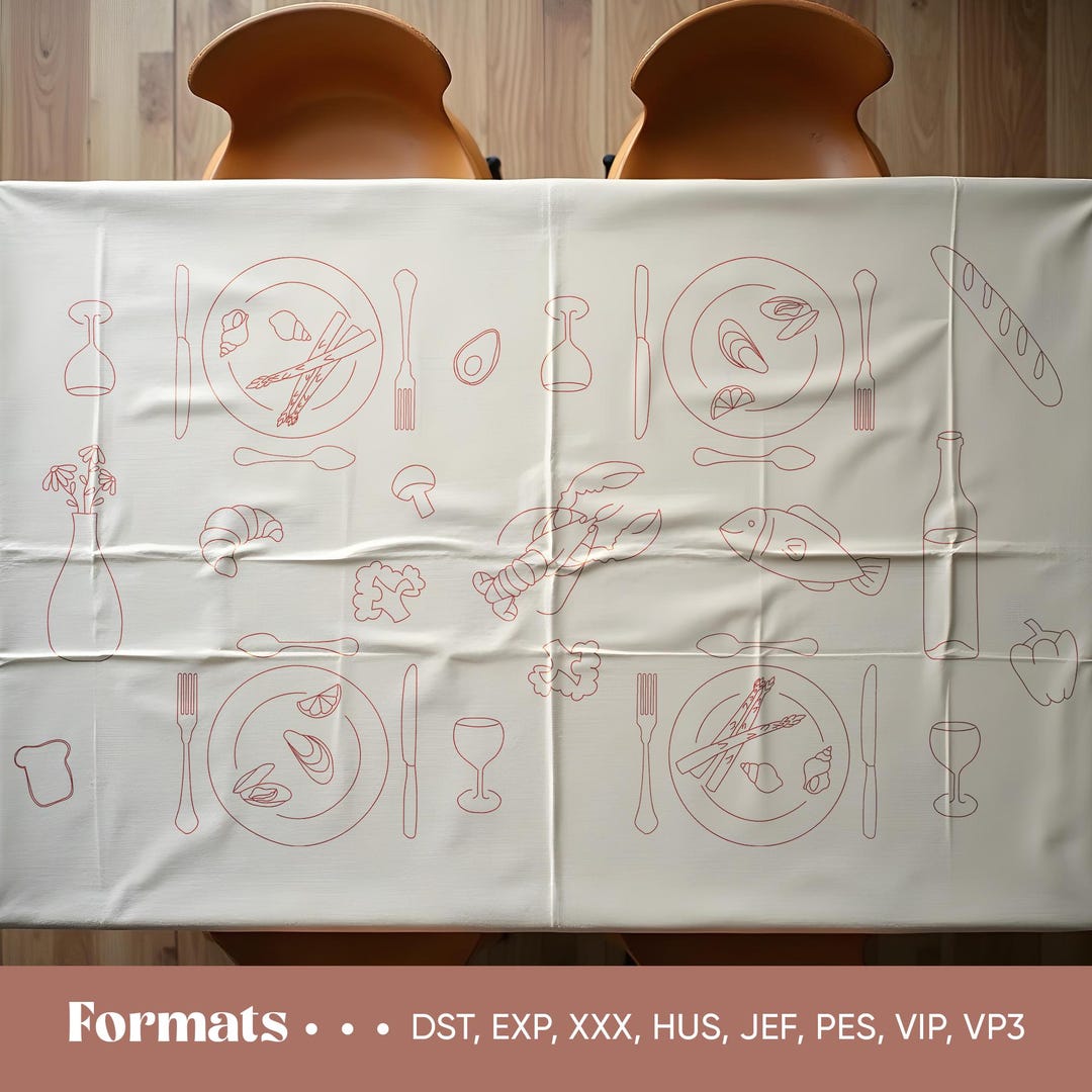 Trendy Tablecloth Machine Embroidery, Food Embroidery Design Set ...