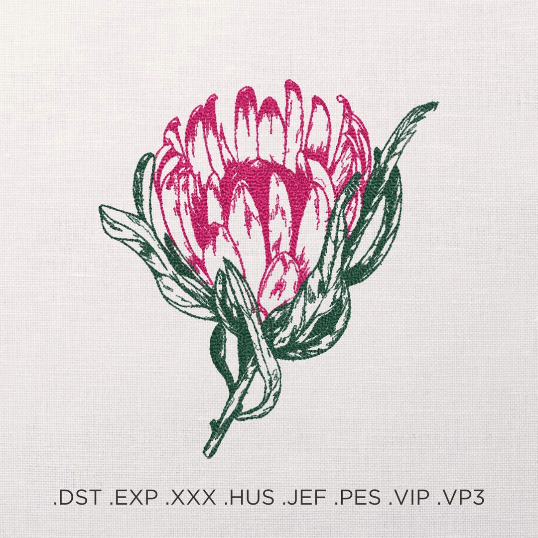 Protea Machine Embroidery Design, Exotic Flower Embroidery Pattern ...