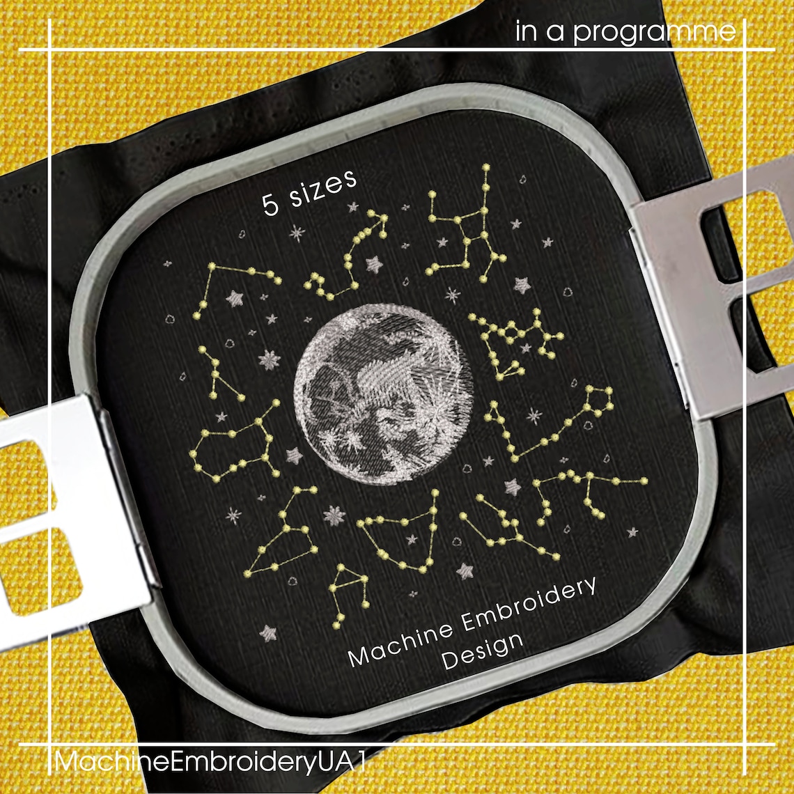 Moon and Constellations Machine Embroidery Design 5 Sizes | Etsy