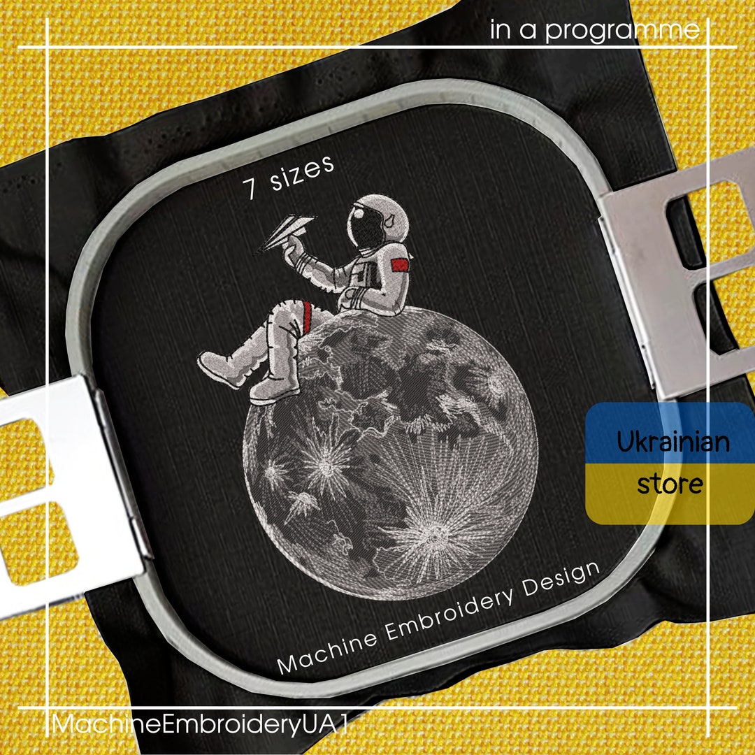 NASA Emblem With Astronaut Machine Embroidery Design Space NASA Moon ...