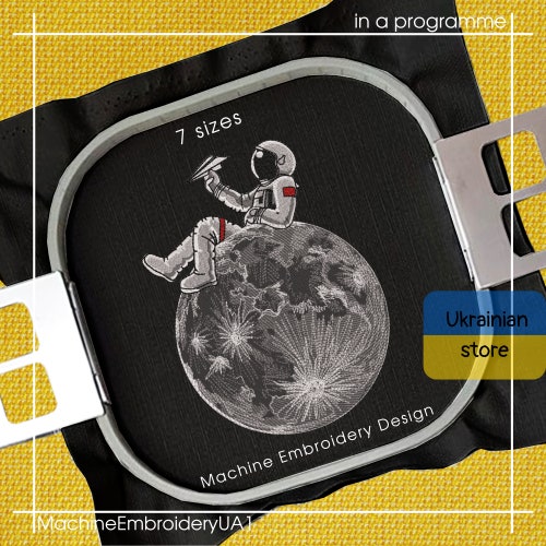 NASA Emblem With Astronaut Machine Embroidery Design Space - Etsy