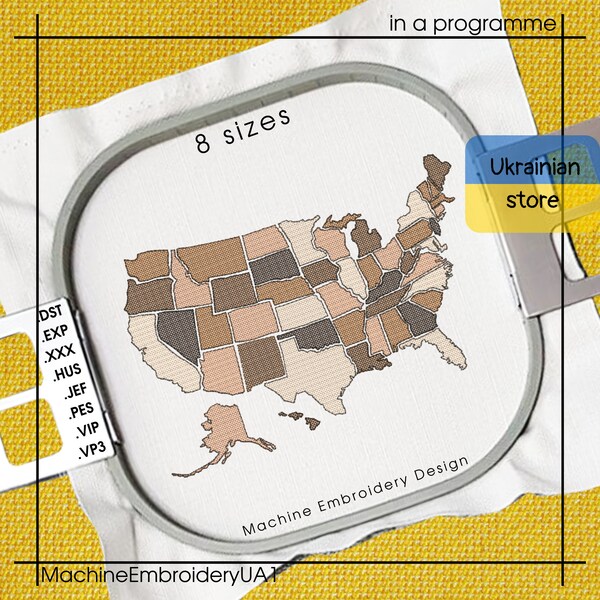 Usa Map Embroidery Design - Etsy