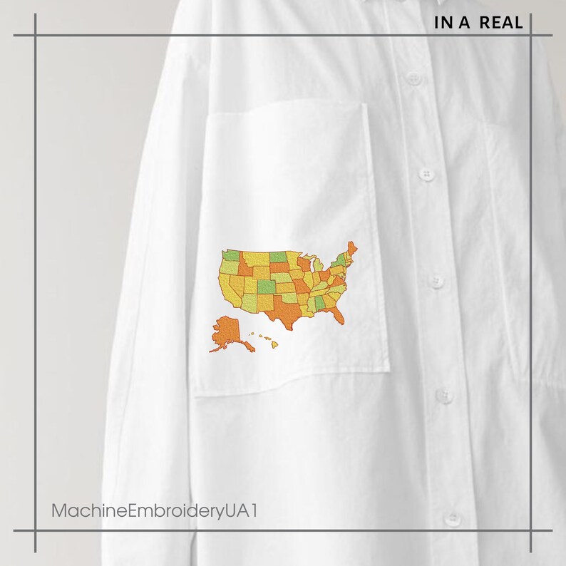 Multicolor USA Map Machine Embroidery Pattern, United States Map ...