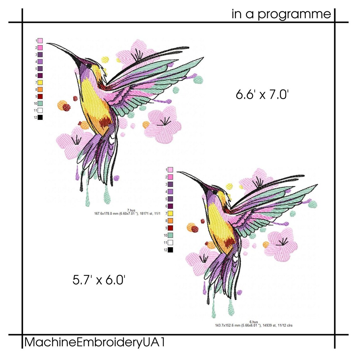 Watercolor Hummingbird Machine Embroidery Design 4 Sizes - Etsy